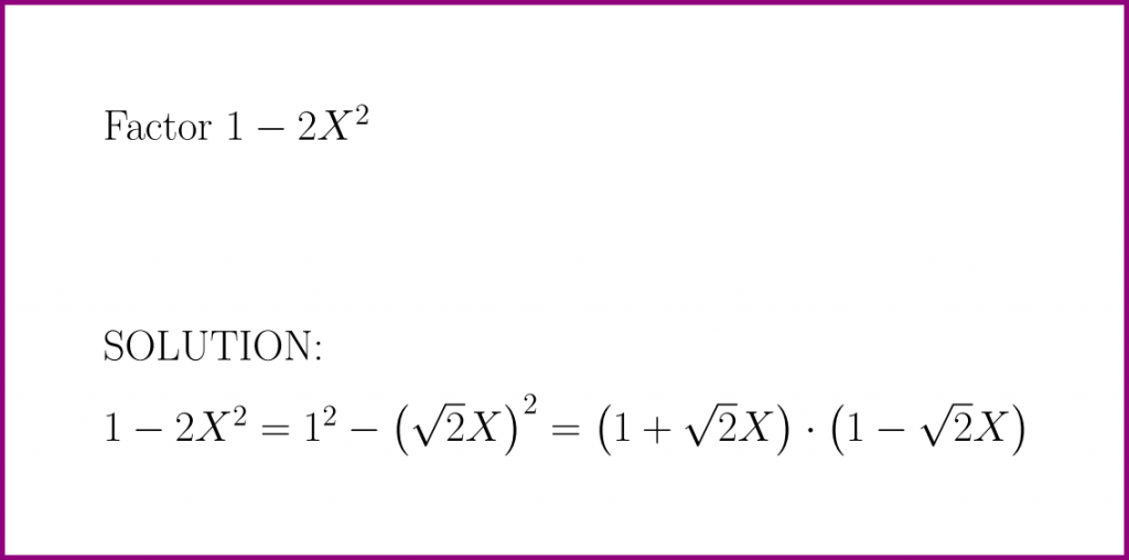 Factor 1 – 2X^2 (problem with solution) – LUNLUN.COM